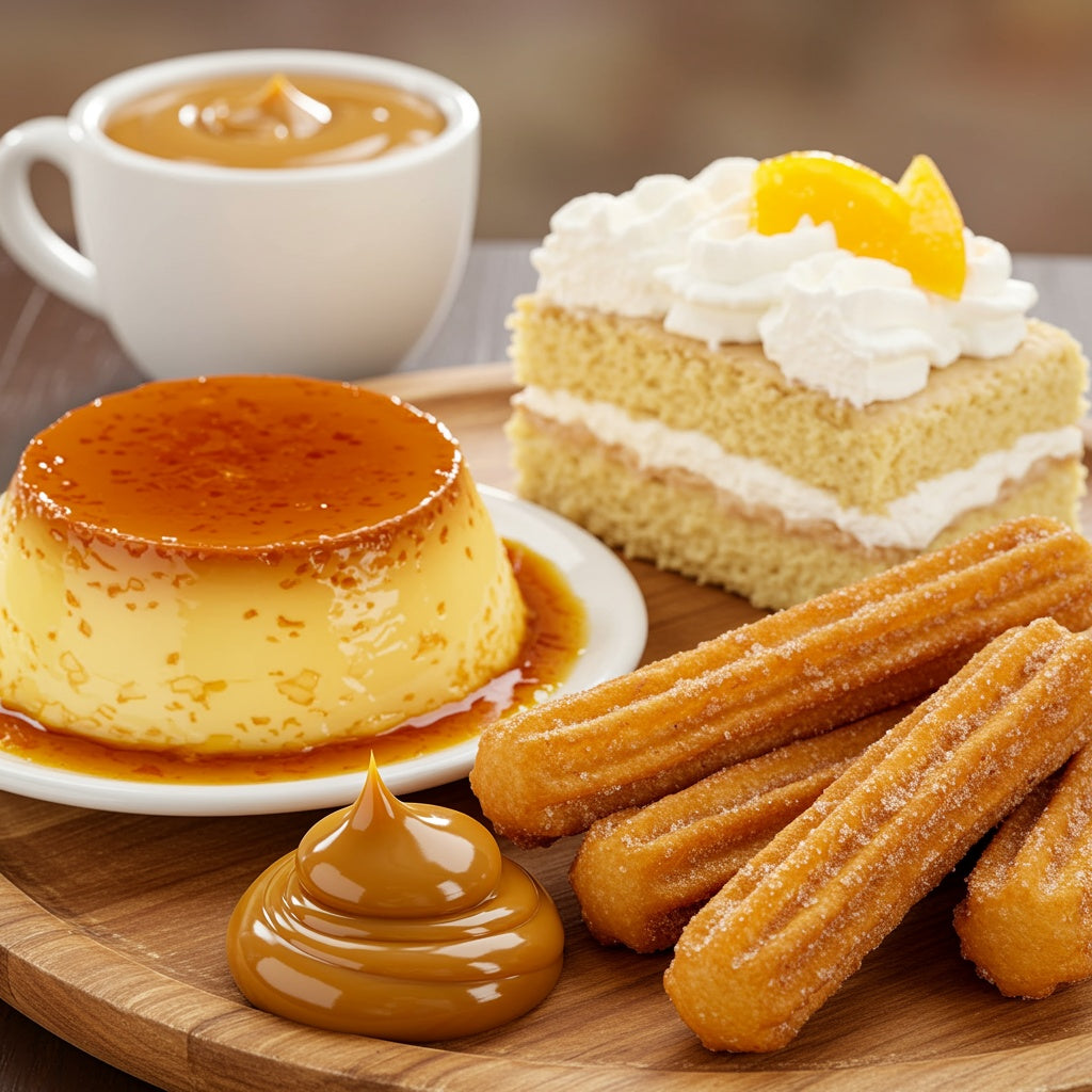 Spanish Desserts: Caramel Flan, Tres Leches, Dulce de Leche, & Churros ...